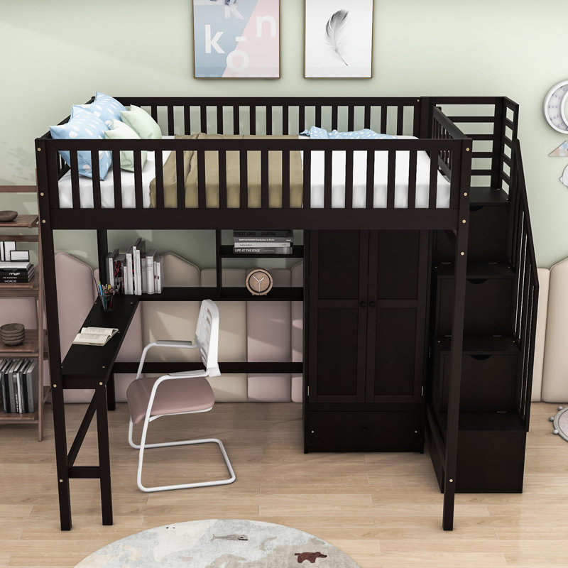 Harriet Bee Heflick Full Loft Bed Bed with Built in Desk by Harriet Bee Wayfair Vanities